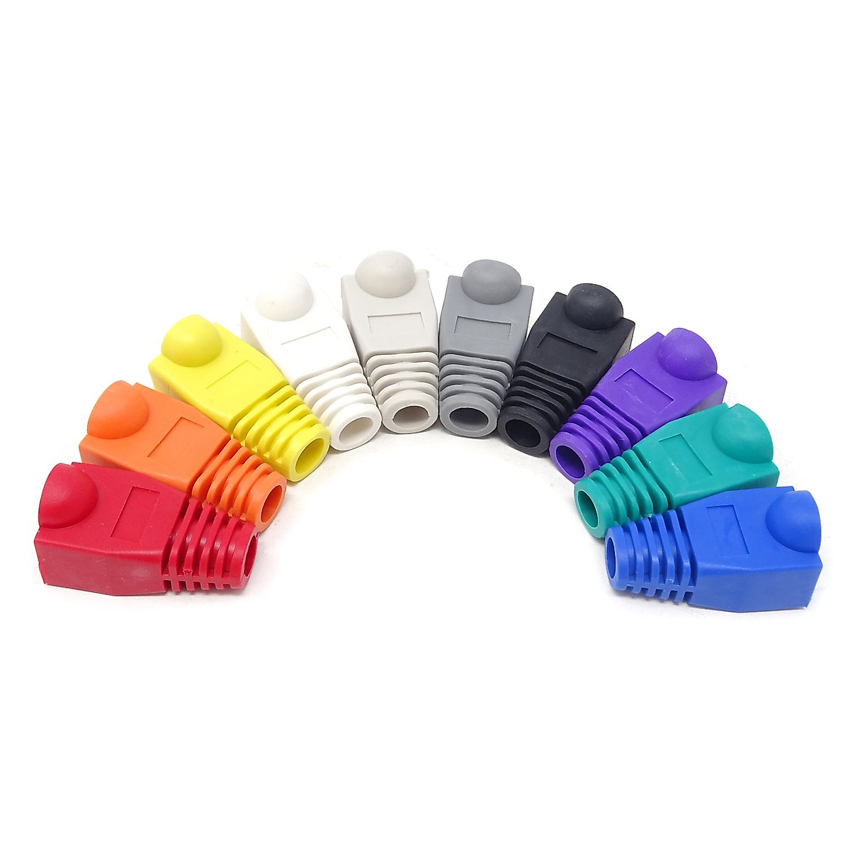 Honbay 100PCS 10 Colors Plastic RJ45 Ethernet Network Cable Strain Relief Boots Cable Connector Plug Covers for CAT5 CAT5e CAT6