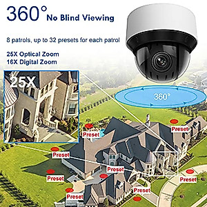 DS-2DE4A425IW-DE HIK VlSlON 4MP PTZ DarkFighter Speed Dome IP Camera, 25x Optical Zoom,4.8~120 mm Lens, 165ft Night Vision Outdoor Camera with Audio&Alarm I/O, 360°Pan&90°Tilt, SD Card Slot(No Logo)