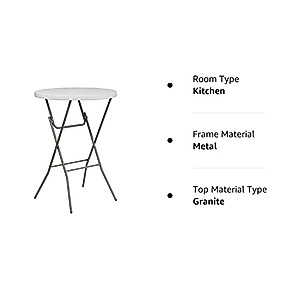 Flash Furniture Kathryn 2.63-Foot Round Granite White Plastic Bar Height Folding Table