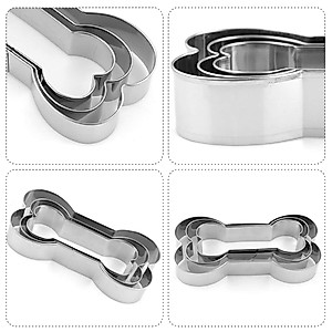 4 Packs Silicone Dog Paw Mold and 3 Packs Stainless Steel Bone Cookie Cutter, SourceTon Assorted Sizes Dog Bone Biscuit Cookie for Homemade Treats and Cat Animal Paw Ice Candy Chocolate Baking Mold