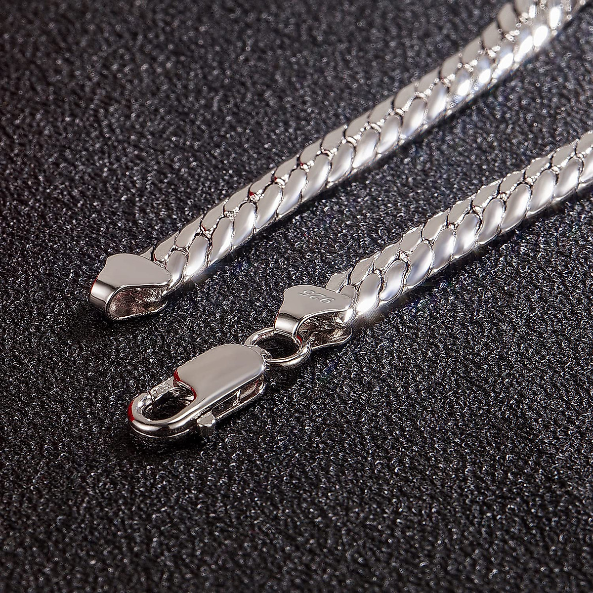 Dankadi Men Italian Solid 925 Sterling Silver Herringbone Bracelet 6MM flat Snake Chain 6.5 "7" 7.5 "8" 8.5 "9" Women Bangle Fine Jewelry gift (Silver, 7.5 inches)