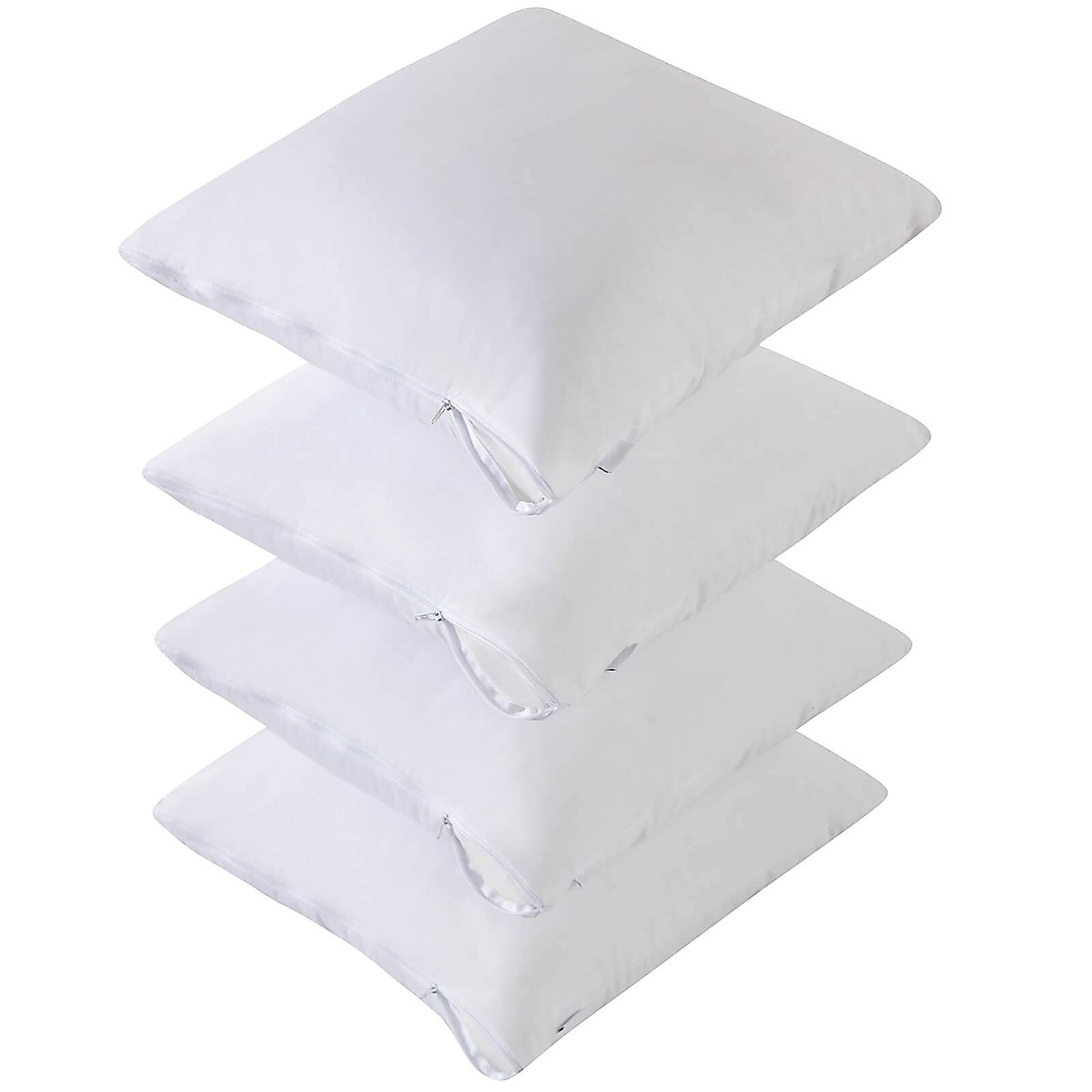 4 Pack Waterproof Down Feather Proof Pillow Protectors with Zipper 20x20 Zippered Pillow Covers for Square Throw Pillow