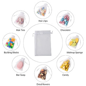 WLEAD Organza Bags 4x6 inches, 100PCS Valentine's Day Mother's Day Party,Christmas Organza Drawstring Gift Bags, Organza Jewelry Pouches,Makeup Organza Favor Bags,Wedding Giveaways (White)