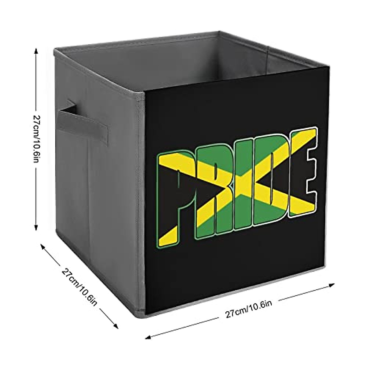 Jamaica Pride Flag Storage Bin Foldable Cube Closet Organizer Square Baskets Box with Dual Handles
