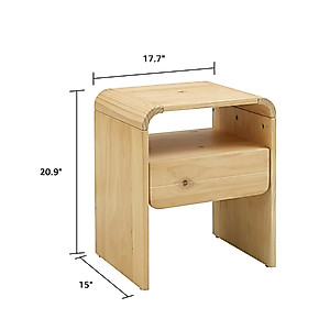 MUSEHOMEINC Modern Solid Wood Nightstand/End Table with for Bedroom,Bedside Furniture with One Storage Drawer and Open Shelf,Modern End Tables Organizer for Living Room/Hallway/Entryway