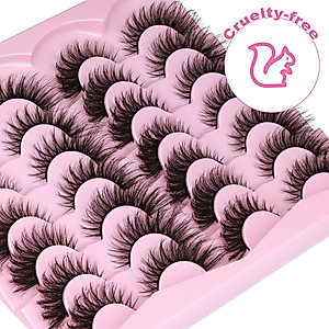 Fox Eye Lashes Fluffy Wispy Volume Eyelashes Natural Look D Curly Cat Eye Lash Extension 20MM Fake Eyelashes Pack 14 Pairs by Lanflower