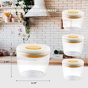 Tourdeus Tritan Oatmeal Jars, 4-Pack Shatterproof & Leakproof Overnight Oats Containers with Lids, 14oz Pop-Top Airtight Meal Prep Jars for Chia Pudding, Yogurt, Salad, Cereal, Orange