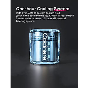 Cocinare KRUSH Ice Cream Maker Freezer Bowl, Stay Cold and Fresh for up to ONE hour, 304 Stainless Steel and BPA Free, Blue