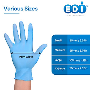 EDI Disposable Vinyl Gloves Medium, 100 pcs (Blue) - Powder-Free, Latex-Free