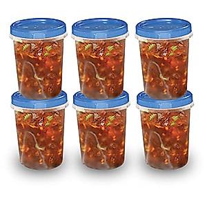 Ziploc Twist N Loc Food Storage Meal Prep Containers Reusable for Kitchen Organization, Dishwasher Safe, Medium Round, 6 Count