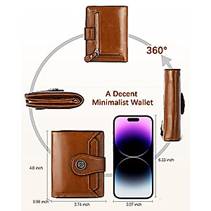 BOSTANTEN Women Leather Wallet Small RFID Blocking Bifold Zipper Pocket Wallet Card Case with ID Window Brown