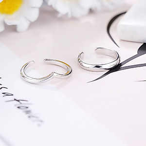 Sllaiss 2 Pcs 925 Sterling Silver Chevron Thumb Ring for Women Minimalist Stackable Midi Rings Set Simple Adjustable Knuckle Open Ring