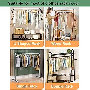Clear Garment Rack Cover with Zipper Clothes Hanging Rack Cover Dustproof Waterproof Clothing Storage Protector (47.2x20x60 inch)