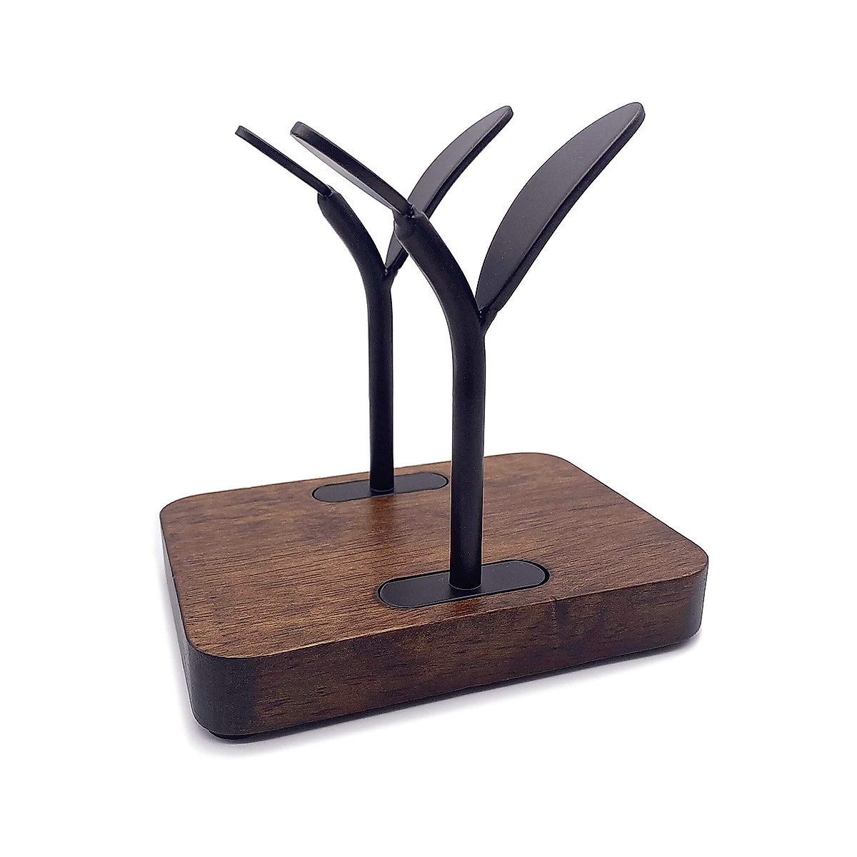 Leaf Napkin Holder, Wooden Napkin Holder for Tables, Freestanding Tissue Dispenser for Kitchen Countertop, Dining, Picnic Table, Indoor & Outdoor Use, Home Decor, Modern, Sturdy, Easy Assembly, Black