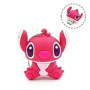 Novelty Stitch Pink Shape Design 16GB USB 2.0 Flash Drive Cute Memory Stick Stitch Thumb Drive Data Storage Pendrive Cartoon Jump Drive Gift (Stitch pink-16GB)