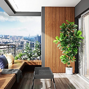 OXLLXO 6ft Artificial Fiddle Leaf Fig Tree (72in) with Plastic Nursery Pot Faux Tree, Ficus Lyrata Fake Plant for Office House Farmhouse Living Room Home Decor (Indoor/Outdoor)