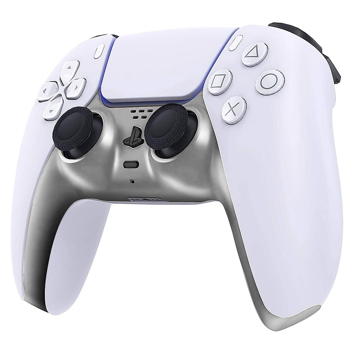 PS Five Controller Accessories, AKNES Customized Face Plates Replacement for PS Five Wireless Controller Accessories Decoration Shells Clip Cover DIY with 8PCS Thumb Stick Grips (Charcoal)'