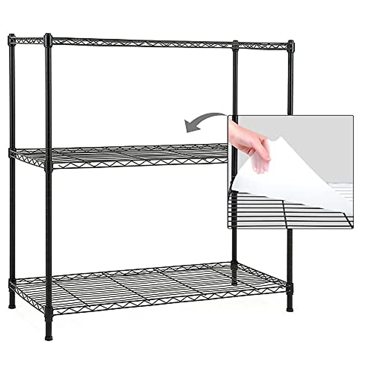 Catalina Creations EFINE 3-Shelf Shelving Unit with 3-Shelf Liners, Adjustable Rack, Steel Wire Shelves and Storage for Kitchen and Garage (36W x 16D x 36H)