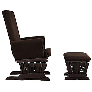 Premium Comfort Practical Rocking Chair Solid Wood Construction, Incredibly Smooth Quiet Gliding Baby Nursery Relax Chair Glider Ottoman Set with Cushion Brown