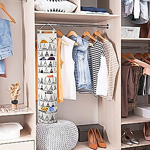 SMFANLIN 2Pcs Over The Door Storage Hanging Bag, Premium Linen Fabric Wall Hanging Storage Organizer with 5 Pockets, Waterproof Hanging Shelves Pocket for Wall Bedroom Bathroom