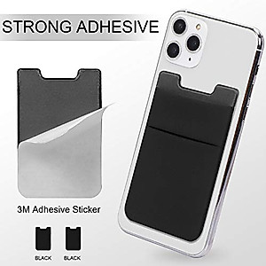 FYY Card Holder for Phone Case, 2 Pack Stick on Phone Wallet, Stretchy Lycra Credit Card for Back of Phone Card Wallet Sleeve Pouch Compatible with iPhone Samsung Android Smartphones Black & Black