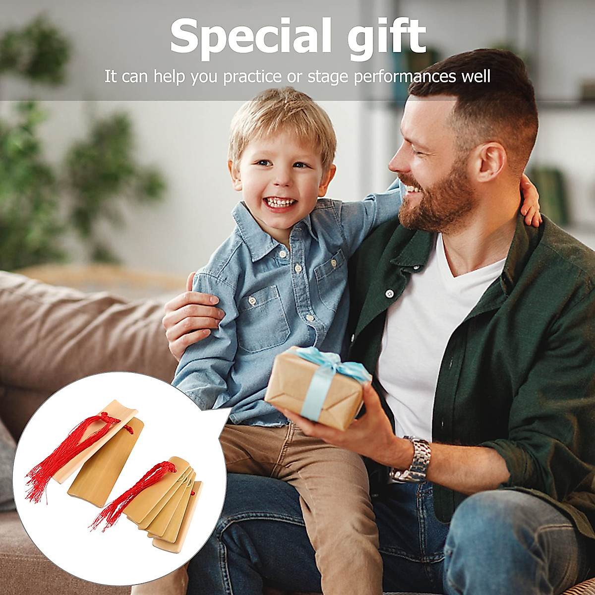 1 Pair Professional Chinese Kuaiban Bamboo China Allegro Clapper Traditional Instrument Festival Performance Props for Birthday Graduation Wedding Favors