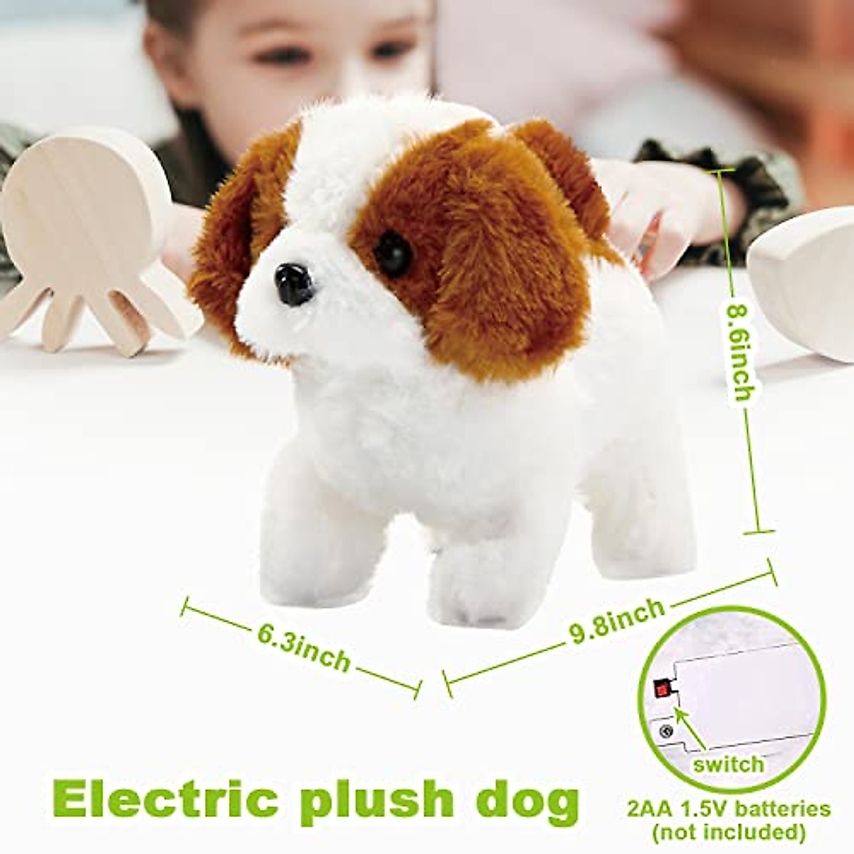 Super JAKES Fake Dog,Plush Toy Puppy,Electronic Interactive Pet Dog - Walking, Barking, Tail Wagging, Stretching Companion Animal for Kids,Barking Dog Toy(Saint Bernard)