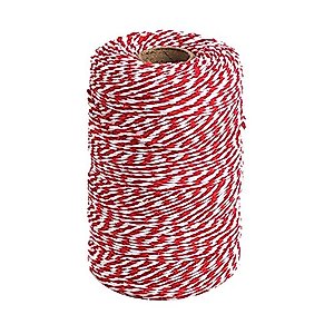 Tenn Well Red and White Twine, 656 Feet 200m Cotton Bakers Twine Perfect for Baking, Butchers, Crafts and Christmas Gift Wrapping