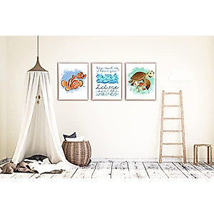 Silly Goose Gifts Nemo Fish Ocean Themed Character Wall Art Decor Baby Nursery Bedroom Room Bathroom (I'm Home Set of Six)