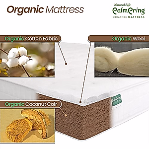 NATURAL LIFE PALMPRING Cambay Queen Mattress - Organic Coconut Coir 8” Extra Firm 1 Layer Comfortable Sleep Bed Dust Free