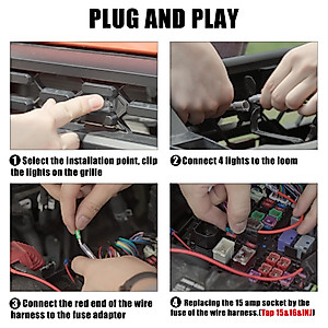 Seven Sparta 4 PCS Grill Led Lights with Fuse Adaptor Compatible with 2016-2023 Toyota Tacoma TRD PRO OEM Front Grille, Not Compatible with Tacoma Off Road & Sport (Amber Light with Black Shell)