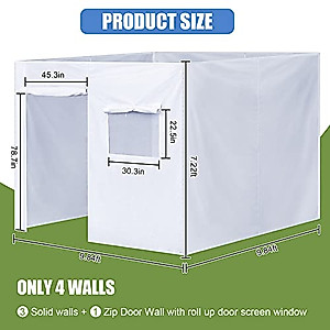 Kinlop 4 Pcs Full Zippered Walls for 10 x 10 Easy Pop up Canopy Enclosure Sidewall Kit with Roller up Sidewalls and Mesh Windows Canopy Sidewall Replacement 4 Walls, Not Include Frame and Top (White)