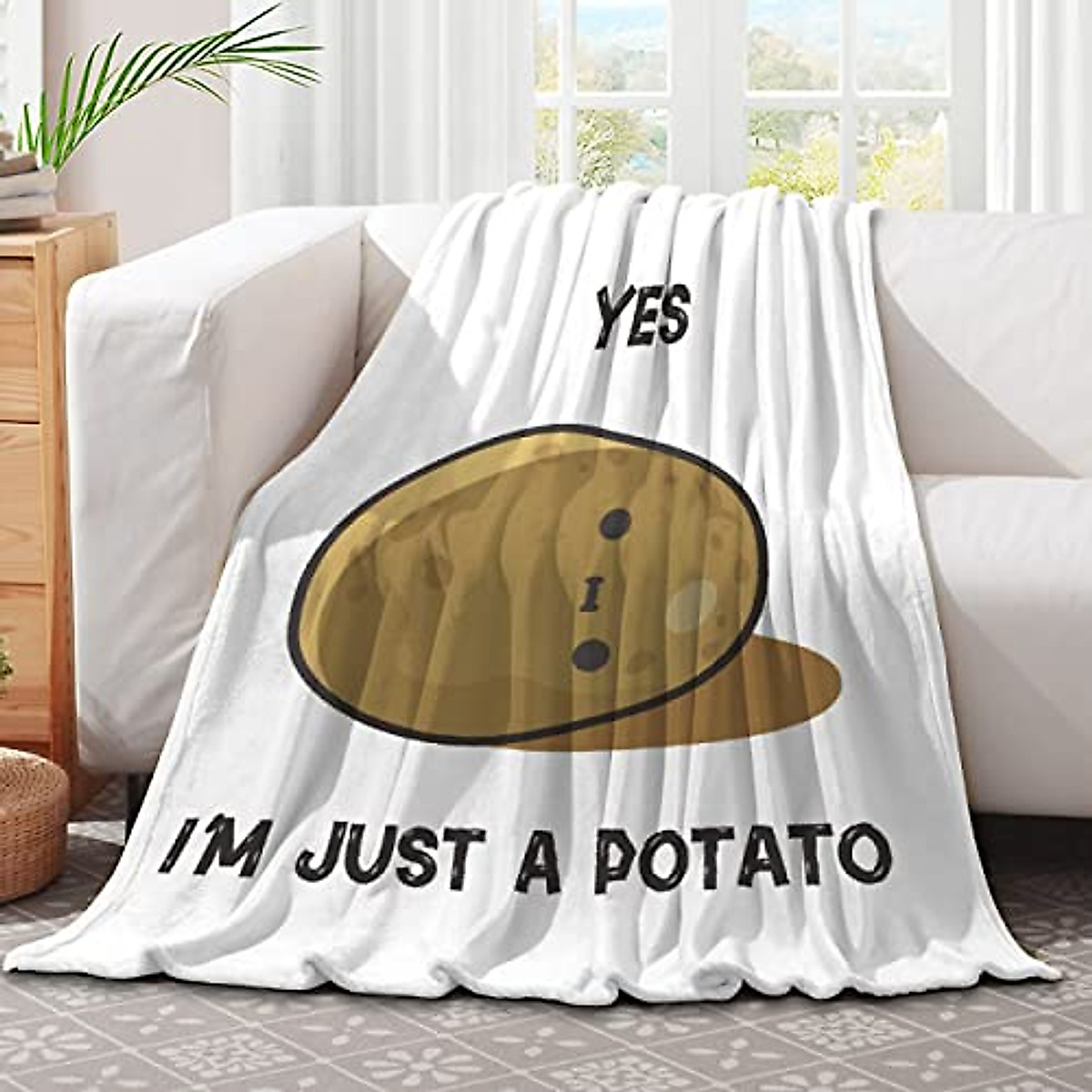 Smier Direct Cute Potato Soft Comfy Flannel Blanket Fluffy Queen Plush Throw Twin Cozy Outdoor Picnic Living Room Travel Couch 50x40in for Children