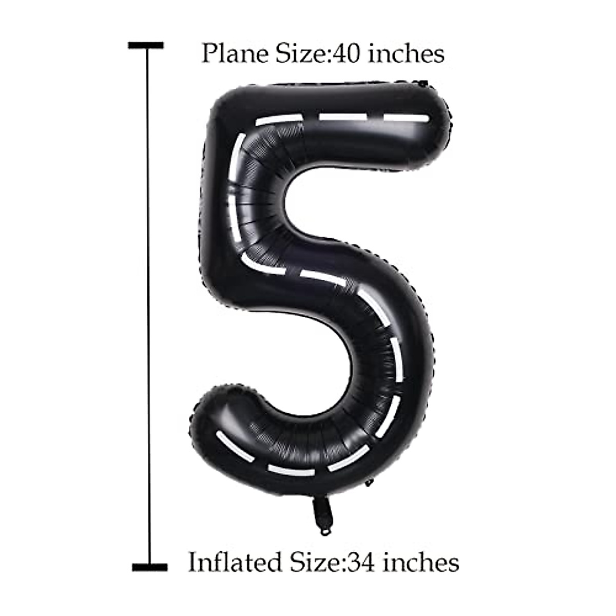 SULALABOO 40 Inch Black 5 Balloon Number Large Helium Number Balloons 0-9 Giant Digital 5th Foil Mylar Big Party Balloon for Boy or Girl Birthday Party Anniversary Decorations