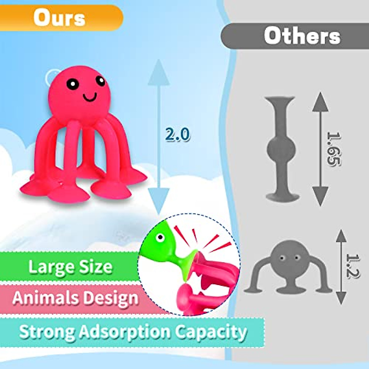 Suction Bath Toys for Kids, 18 Pcs Silicone Ocean Animal Suction Cup Toys with Eggshell & Bag, No Hole Mold Free Bath Toy, Sensory Window Building Toys for Toddlers Boys Girls 3 4 5 6 Year Old