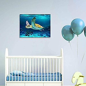 Bathroom decoration Beach decoration Turtle Art Beach bathroom decoration Turtle picture artwork Marine decoration Canvas printing canvas wall art Hawaiian decoration Frame printing bedroom ready