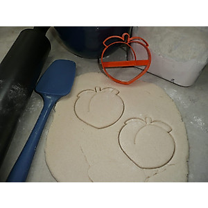 PEACH FRUIT JUICY FOOD DETAILED WITH STEM LEAVES COOKIE CUTTER MADE IN USA PR4855