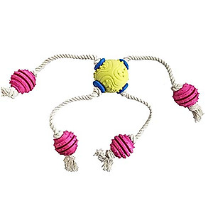 BOAVIDA Dog Chew Toy for Puppy Teething Balls Rope Dog Toys for Small Dogs Pink