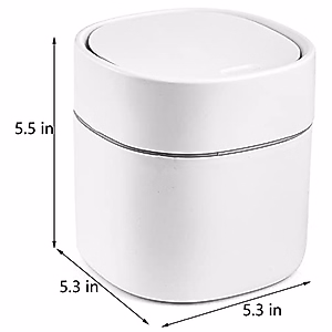 Lawei 2 Pack Mini Trash Can with Lid, 2 Liter/0.5 Gallon Countertop Trash Can Wastebasket Desktop Garbage Can for Bathroom Vanity, Desktop, Kitchen, Tabletopand Office