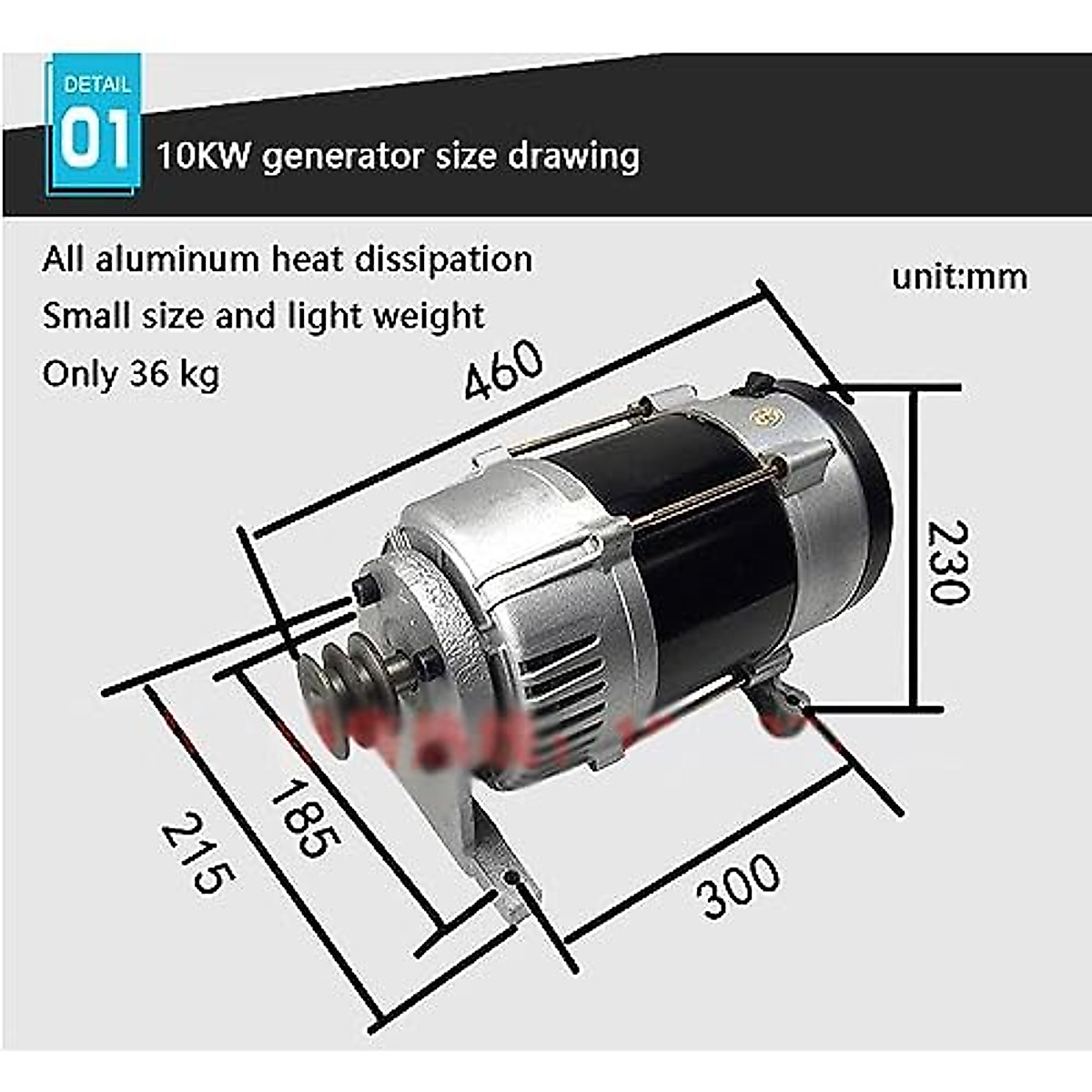 10KW Small Household Pulley Generator AC Voltage 110/220/380V Modified Range Extender Pulley Generator (Color : 380V) (Color : 220V)