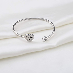 Gzrlyf Twin Cuff Bracelets Twin One Twin Two Jewelry Twin Gifts for Twins (Cuff Bracelet Set)