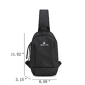 Sling Bag, Lightweight Sling Backpack, Shoulder Bag for Men Women, Chest Bag Mini Sling Backpack for Running, Cycling (Black)