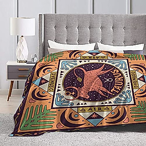 Taurus Zodiac Sign The12 Signs of The Zodiac Fleece Blanket Throw Blanket, Ultra-Soft Cozy Micro Fleece Blanket for Sofa, Couch, Bed, Camping, Travel, & Car Use-All Seasons Suitable 50"X40"