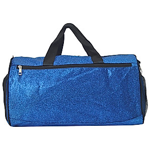 NGIL Glitter Cheers Sports Gym Duffel with Shoe Compartment and Small Carry On Travel Tote for Women, Cheer Bag (Royal)