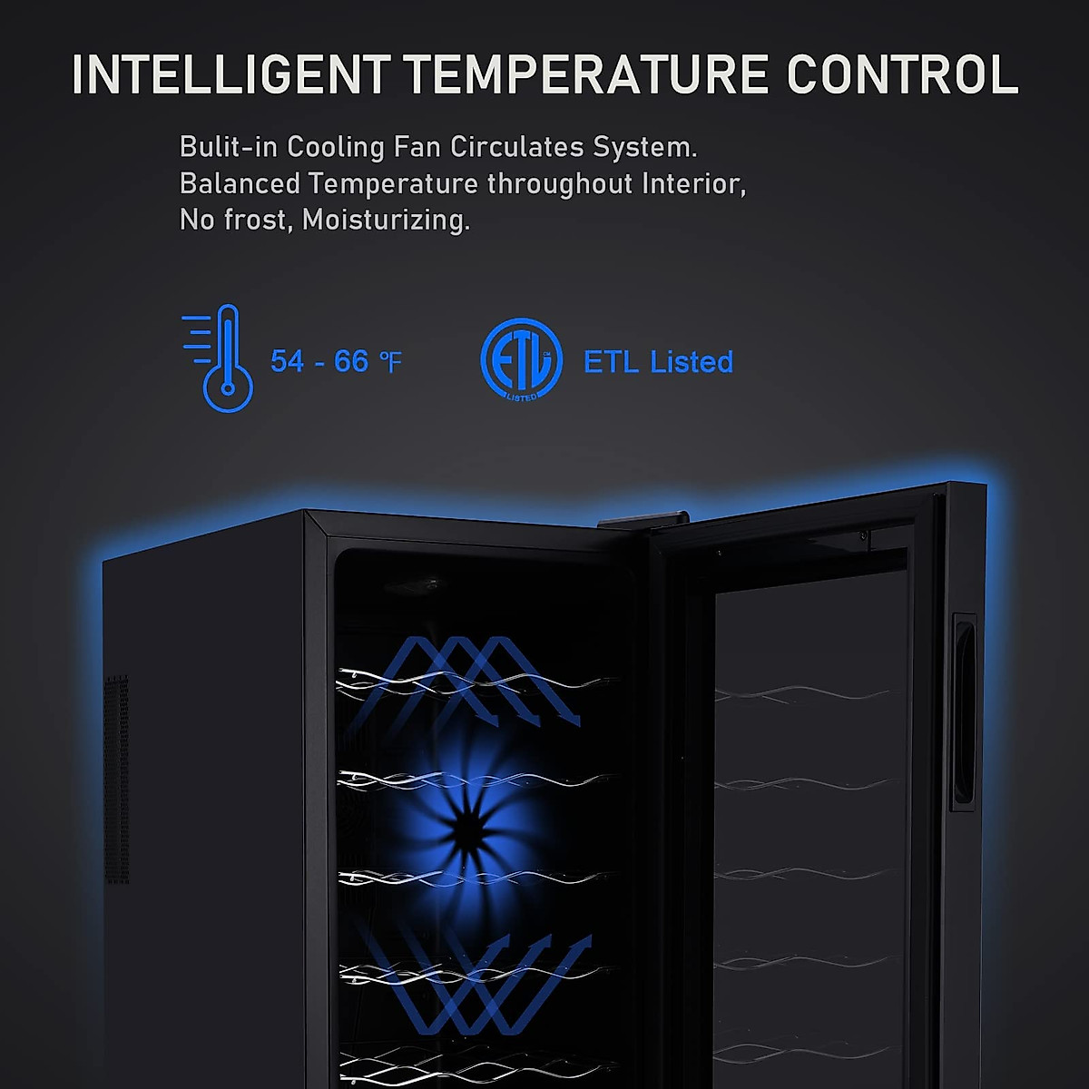 JINJUNYE 15-18 Bottle Wine Fridge, Wine Cooler with Temperature Control, Wine Refrigerator Glass Door for Red White Wine, Champagne, Sparking, Beer, Gift for Wine Lover