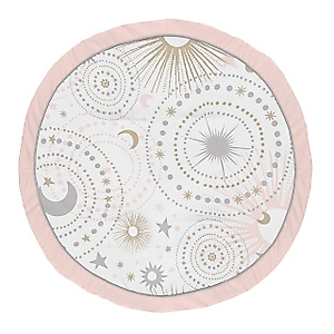 Sweet Jojo Designs Blush Pink, Gold and Grey Star and Moon Playmat Tummy Time Baby and Infant Play Mat for Celestial Collection