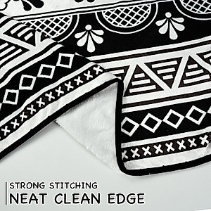 Yinhua Flannel BohoThrow Blanket Black and White Decorative Throw Blankets for Couch All Seasons Throw Blanket Super Soft Cozy Comfy Fluffy Fuzzy Bed Blanket for Chair, Bed, Sofa, 50x60 in