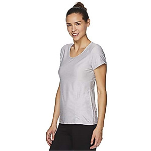 Reebok Women's Gym & Workout T-Shirt - Dynamic Fitted Performance Short Sleeve Athletic Top, Dynamic Ss Silver Sconce Heather, X-Small