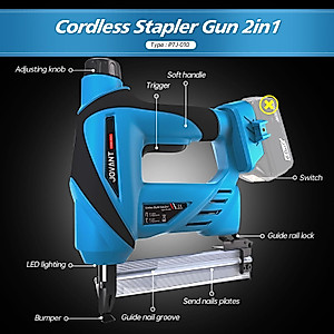 2 in 1 Nail Gun with 1/5'' Narrow Crown Staples and 18G Nails 2784 pcs, Nail Gun for Jovant 20V Battery (No Battery), Brad Nailer for Home Improvement & DIY, 2784pcs Staples/Nails (Tools Only)