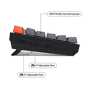 Keychron K8 Hot-swappable Wireless Bluetooth/Wired USB Mechanical Keyboard with Gateron G Pro Blue Switch/White LED Backlight/N-Key Rollover, Tenkeyless 87-Key Computer Keyboard for Mac Windows